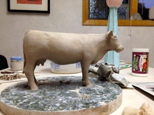 My first Clay Cow Sculpture - Bear Creek Felting
