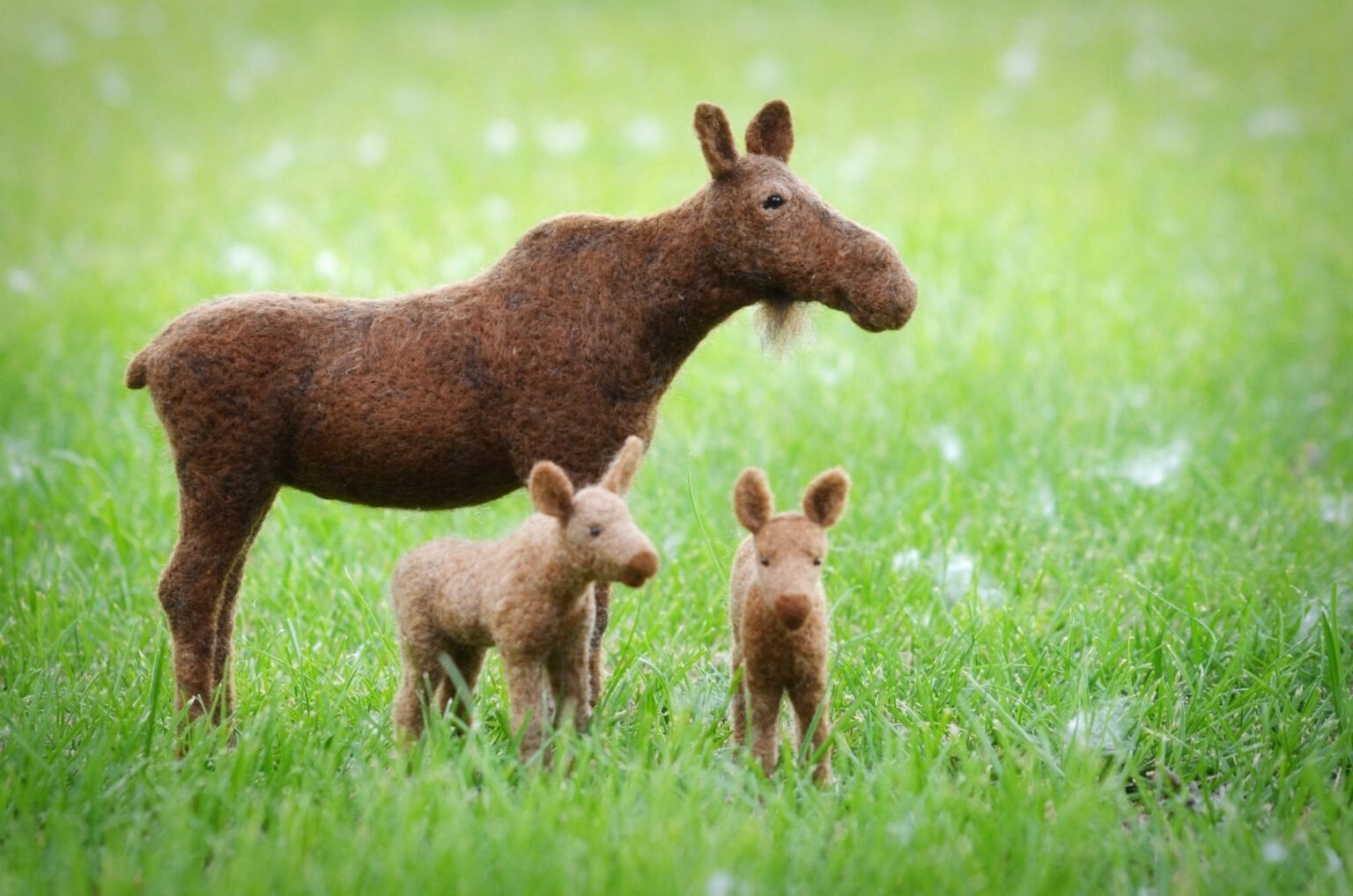 Needle Felted Moose Family Sculpted out of Wool by Teresa Perleberg