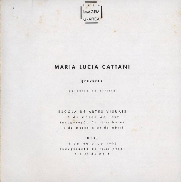 [Folder da exposição “Maria Lucia Cattani/Gravuras/Percusro do Artista ...